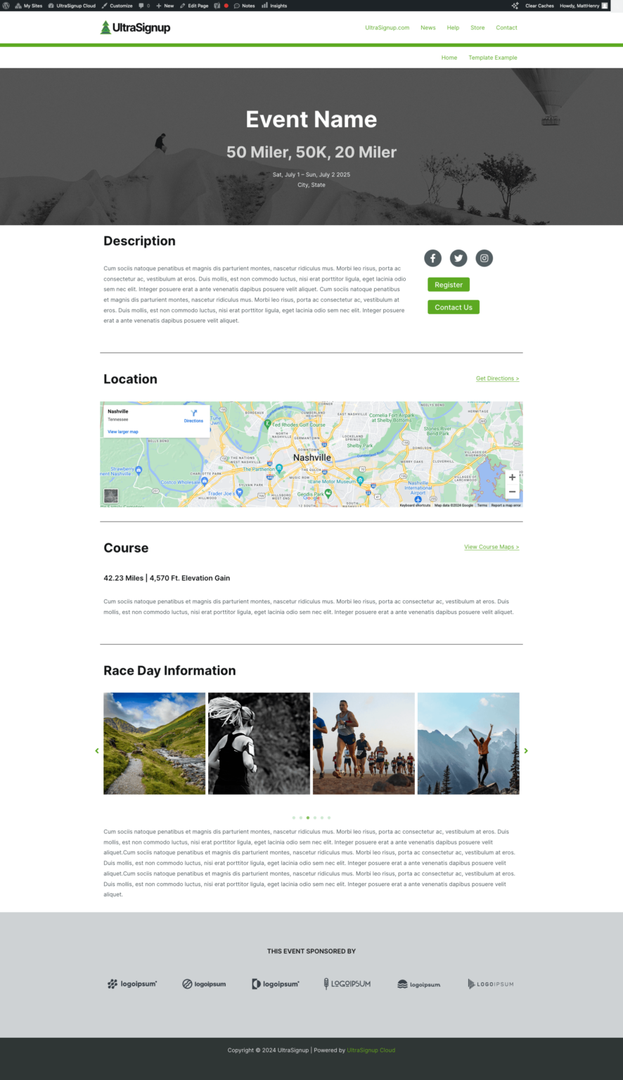 Initial Home - UltraSignup Cloud